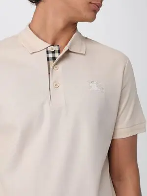 Burberry Cotton Polo Shirt With Three-button Placket And Embroidered Ekd Logo