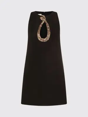 Valentino Garavani Wool And Silk Mini Dress With Rhinestone Embellishments