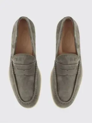 TOD'S Suede Loafers With Front Strap And Embossed Logo - Green