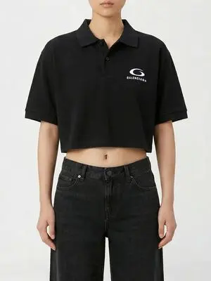 Balenciaga Cropped Polo Shirt - Black