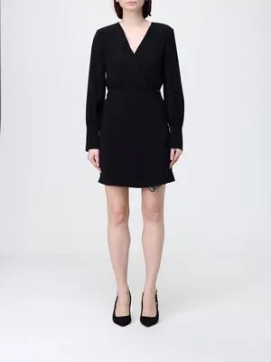 Armani Exchange Long Sleeve V-neck Wrap Dress - Black