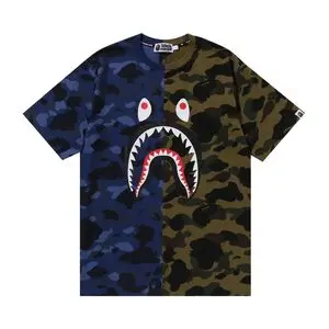 A BATHING APE Split Camo Shark Tee