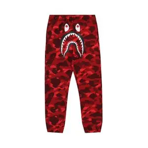A BATHING APE Color Camo Shark Sweat Pants - Red