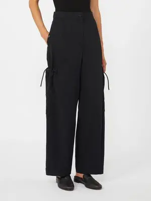 Max Mara Stretch Cotton Cargo Trousers - Black