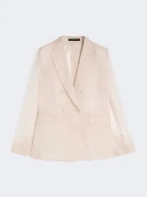 Max Mara Silk Organza Double-breasted Blazer - Powder