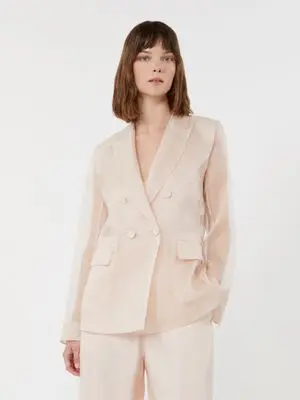 Max Mara Silk Organza Double-breasted Blazer - Powder