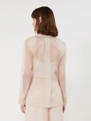 Max Mara Silk Organza Double-breasted Blazer - Powder