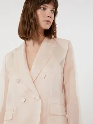 Max Mara Silk Organza Double-breasted Blazer - Powder