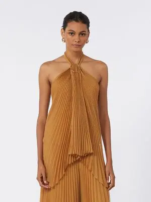 Max Mara Plissé-pleated Chiffon Top