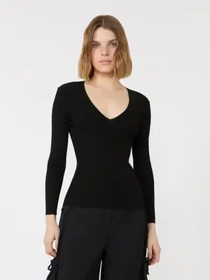Max Mara Viscose Blend Ribbed Jumper - Black