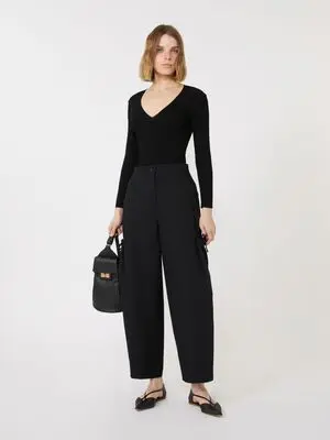 Max Mara Viscose Blend Ribbed Jumper - Black