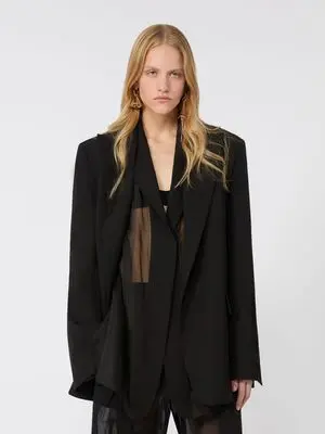 Max Mara Viscose-blend Blazer With Double Collar - Black