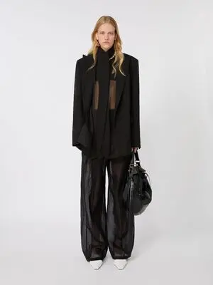 Max Mara Viscose-blend Blazer With Double Collar - Black