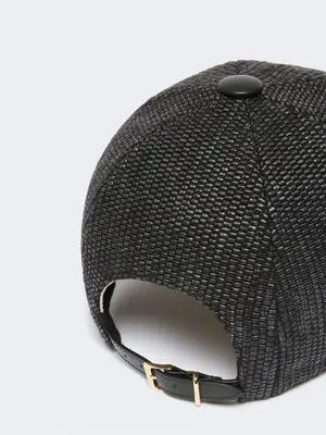 Max Mara Raffia-effect Basketweave Baseball Cap