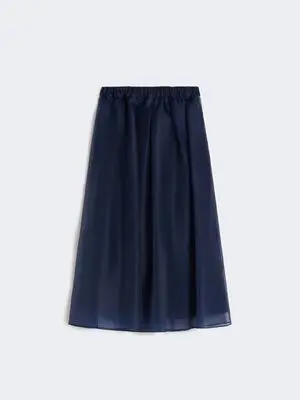 Max Mara Pleated Silk Organza Maxi Skirt - Navy