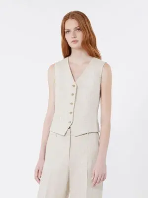 Max Mara Linen Canvas Waistcoat - Ecru