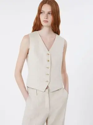 Max Mara Linen Canvas Waistcoat - Ecru