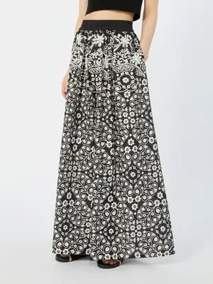 Max Mara Wide-leg Printed Cotton Trousers