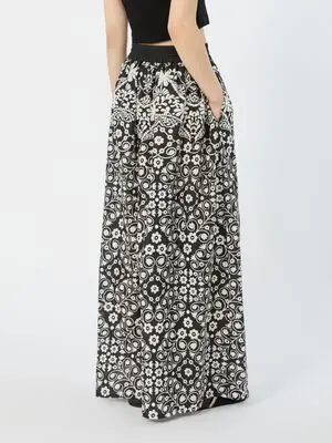 Max Mara Wide-leg Printed Cotton Trousers