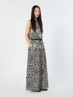 Max Mara Wide-leg Printed Cotton Trousers