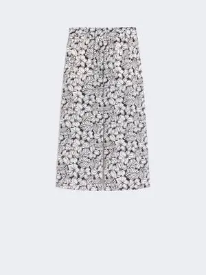 Max Mara Printed Crêpe De Chine Trousers - Black