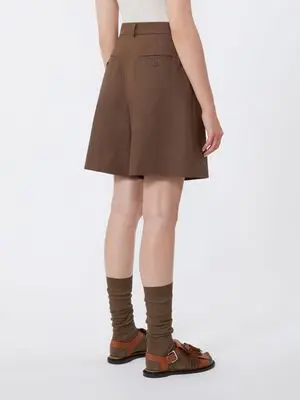 Max Mara Cotton And Linen Canvas Bermuda Shorts - Chocolate