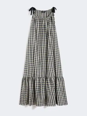 Max Mara Vichy Ramie And Cotton Maxi Dress