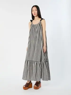 Max Mara Vichy Ramie And Cotton Maxi Dress
