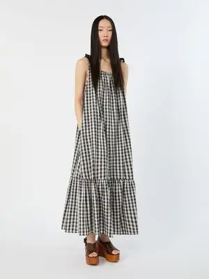 Max Mara Vichy Ramie And Cotton Maxi Dress