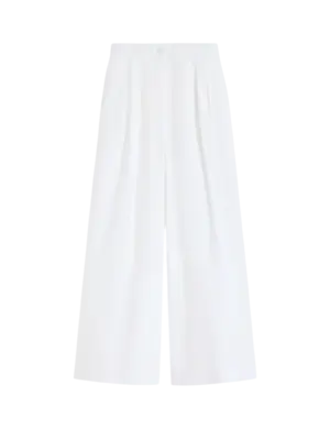 Max Mara Wide-leg Cotton Poplin Trousers - White
