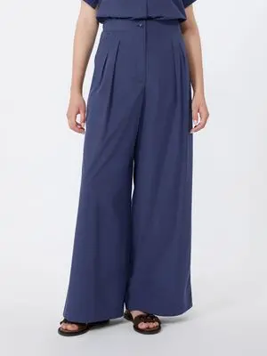 Max Mara Wide-leg Cotton Poplin Trousers