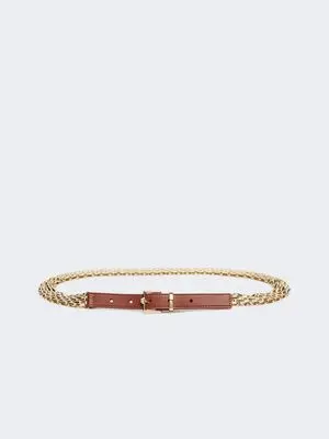 Max Mara Metallic Chain And Leather Belt - Gold