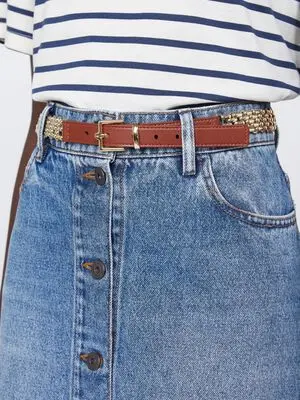 Max Mara Metallic Chain And Leather Belt