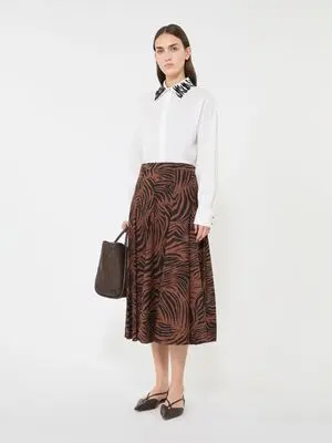 Max Mara Printed Poplin Midi Skirt