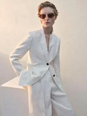 Max Mara Pinstripe Linen Trousers
