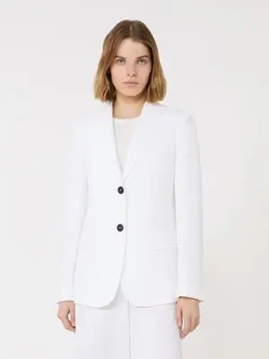 Max Mara Double Cotton Crêpe Blazer - White