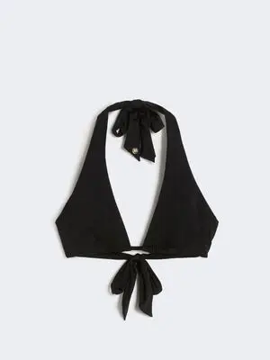 Max Mara Shiny Jersey Triangle Bikini Top - Black