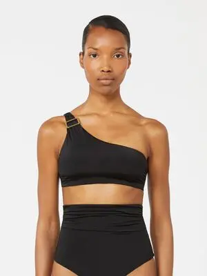 Max Mara Shiny Jersey One-shoulder Bikini Top - Black