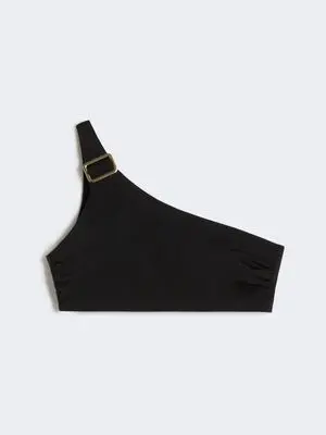 Max Mara Shiny Jersey One-shoulder Bikini Top - Black
