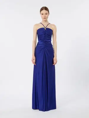 Max Mara Viscose Jersey Long Bustier Dress - Cornflower Blue