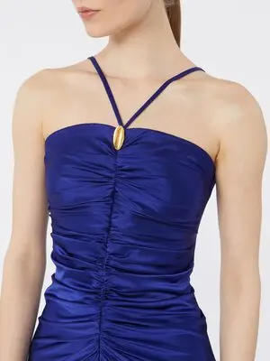 Max Mara Viscose Jersey Long Bustier Dress - Cornflower Blue