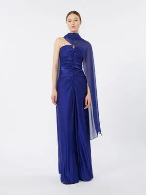 Max Mara Viscose Jersey Long Bustier Dress - Cornflower Blue