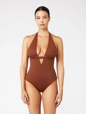 Max Mara Reversible V-neck One-piece Swimsuit - Chocolate