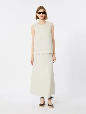 Max Mara Cotton And Linen Basketweave A-line Skirt