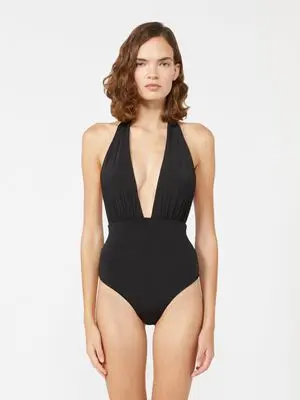 Max Mara Shiny Jersey Halter One-piece Swimsuit