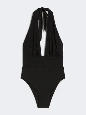 Max Mara Shiny Jersey Halter One-piece Swimsuit