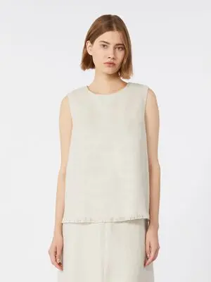 Max Mara Cotton And Linen Basketweave Top - Ivory