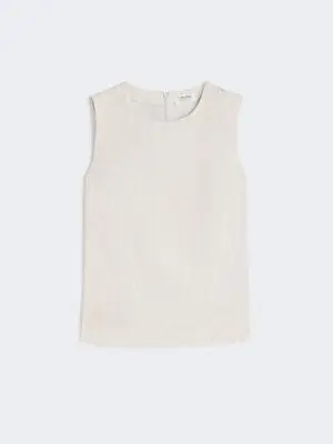 Max Mara Cotton And Linen Basketweave Top - Ivory