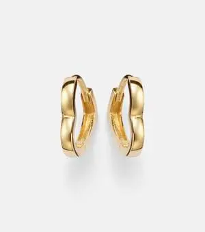 STONE AND STRAND Heart Huggie Earrings - Gold