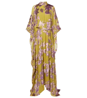 TALLER MARMO Leonor Floral Fil Coupé Kaftan - Yellow